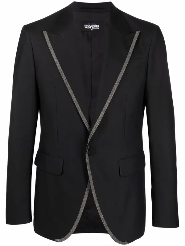 Dsquared2 Contrast-trim Single-breasted Blazer - Black