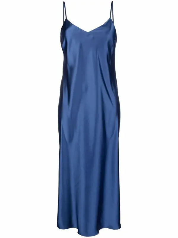 BLANCA VITA Satin-finish Slip Dress - Blue