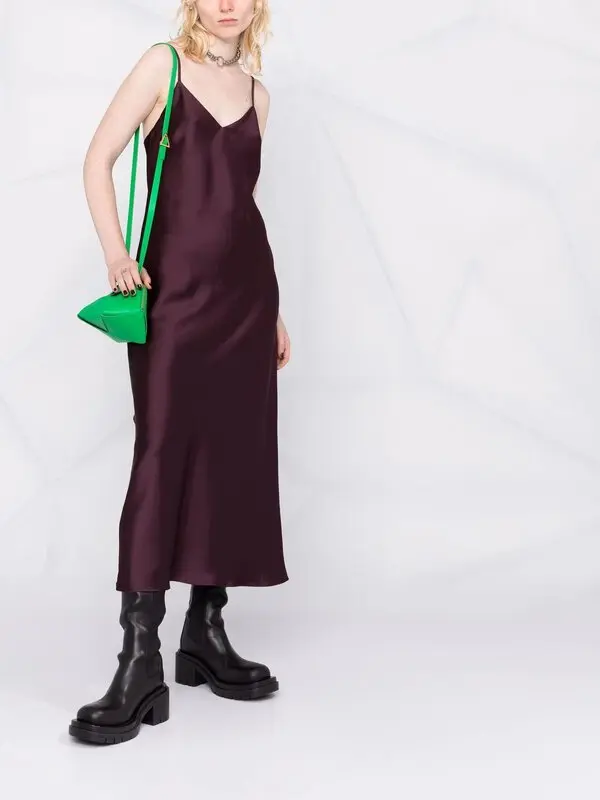 BLANCA VITA Satin-finish Slip Dress - Purple