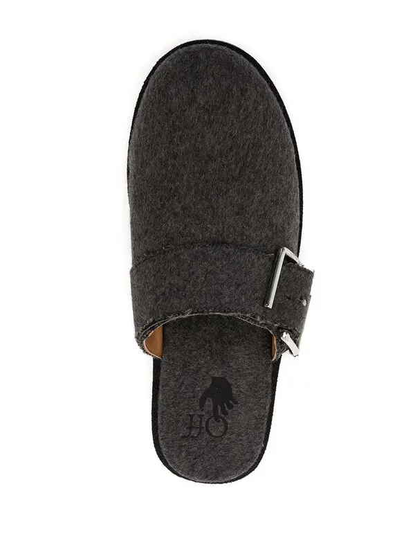 Off-White Buckle-detail Felted Slippers - Grey