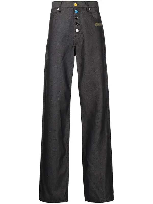 Off-White Slogan-print Straight Leg Jeans