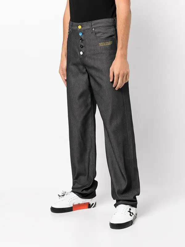 Off-White Slogan-print Straight Leg Jeans
