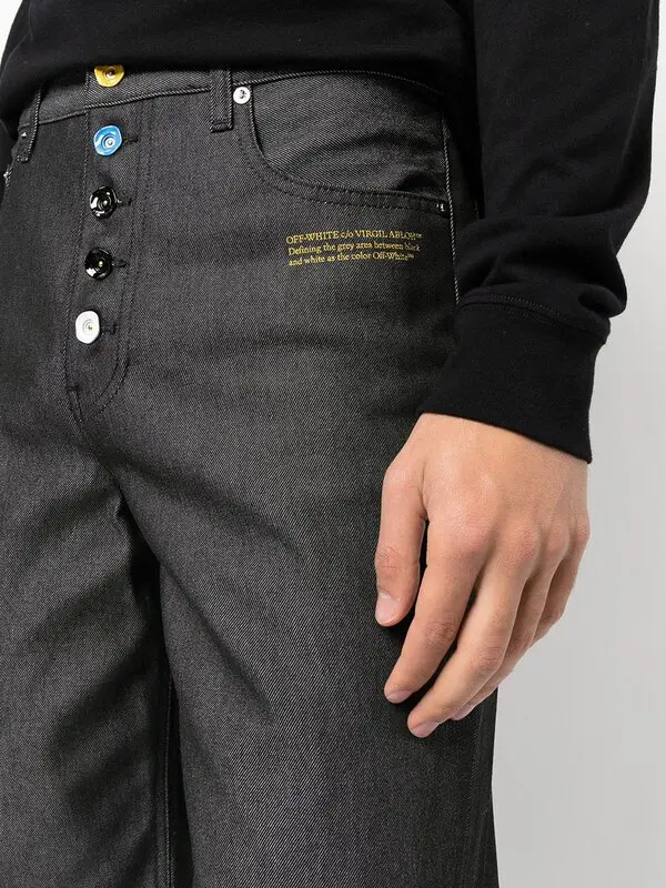 Off-White Slogan-print Straight Leg Jeans