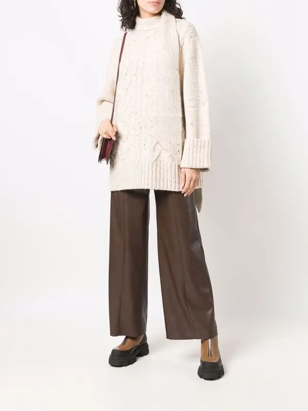 GANNI Neck-tie Cable-knit Oversized Jumper