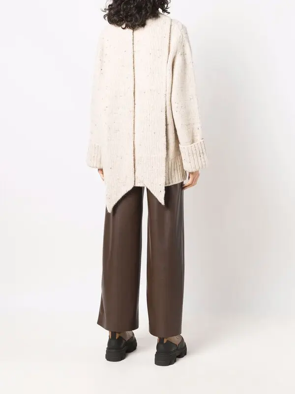 GANNI Neck-tie Cable-knit Oversized Jumper