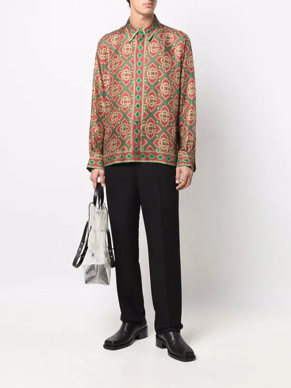 Casablanca Dark Diamond Monogram-print Shirt