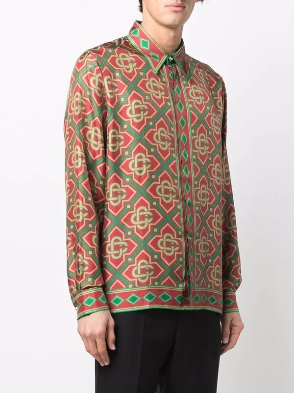 Casablanca Dark Diamond Monogram-print Shirt