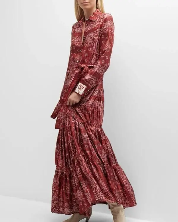 GOLDEN GOOSE Bandana-print Long Shirtdress - Red