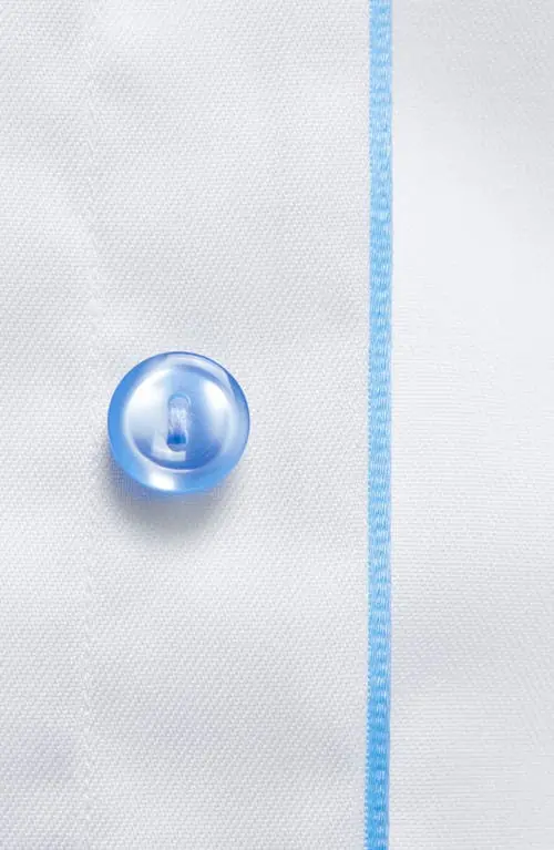 Eton Slim Fit Cotton Twill Dress Shirt - White/ Blue