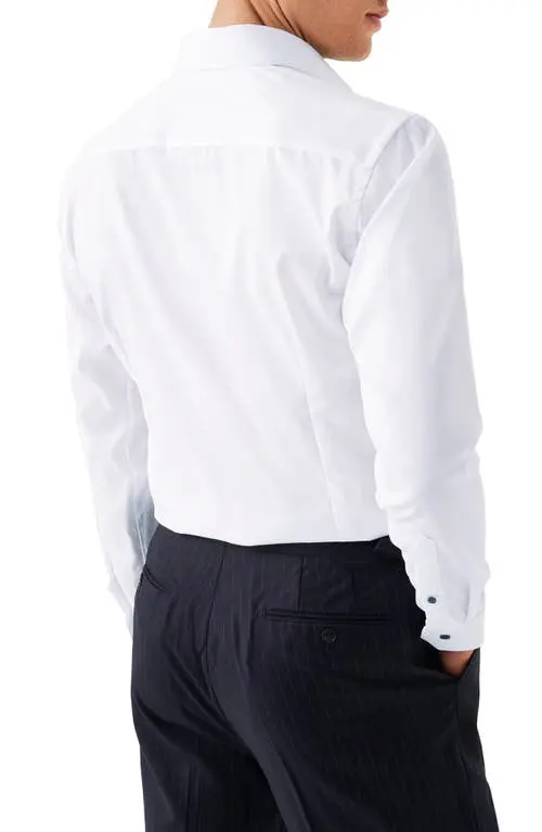 Eton Slim Fit Cotton Twill Dress Shirt - White/ Navy