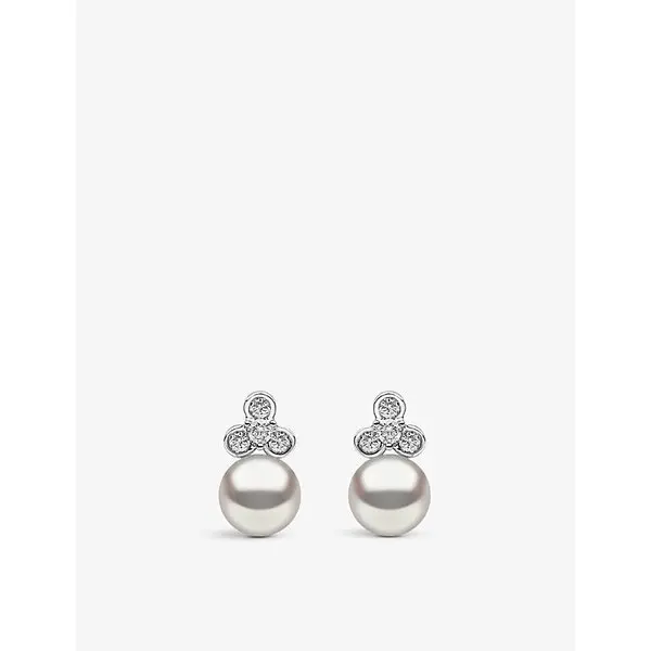 Yoko London Trend Diamond And Freshwater Pearl Earrings - White Gold