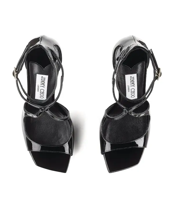JIMMY CHOO Azia 110 Patent Leather Sandals - Black