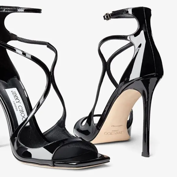 JIMMY CHOO Azia 110 Patent Leather Sandals - Black
