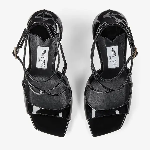 JIMMY CHOO Azia 110 Patent Leather Sandals - Black