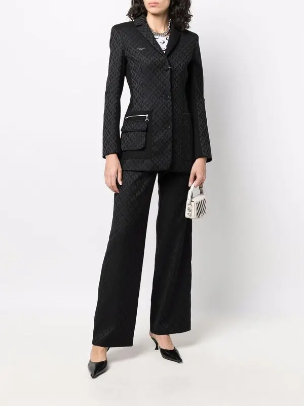MARINE SERRE Wool-blend Crescent Moon Print Tailored Trousers