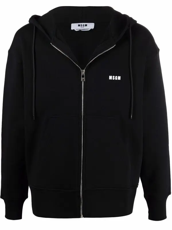 MSGM Logo-print Cotton Hoodie - Black