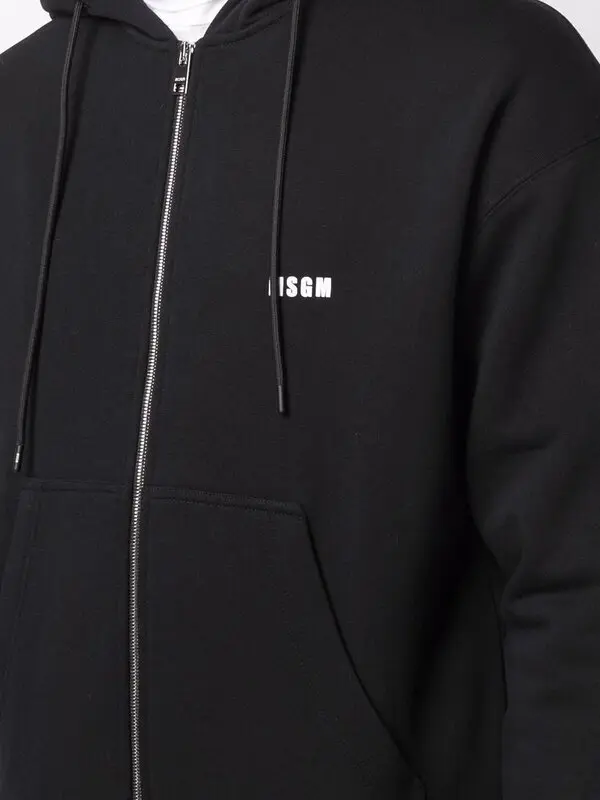 MSGM Logo-print Cotton Hoodie - Black