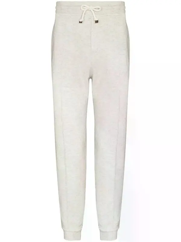 Brunello Cucinelli Drawstring-waist Tapered Track Pants - White