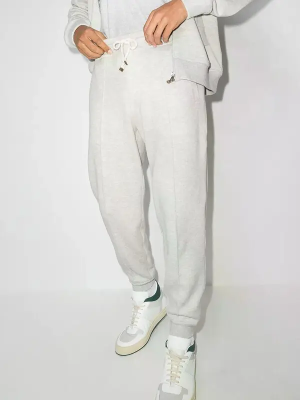 Brunello Cucinelli Drawstring-waist Tapered Track Pants - White