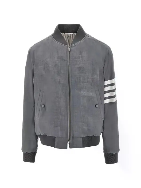 Thom Browne Stripe-detail Bomber Jacket - Grey