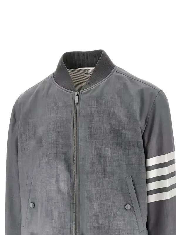 Thom Browne Stripe-detail Bomber Jacket - Grey
