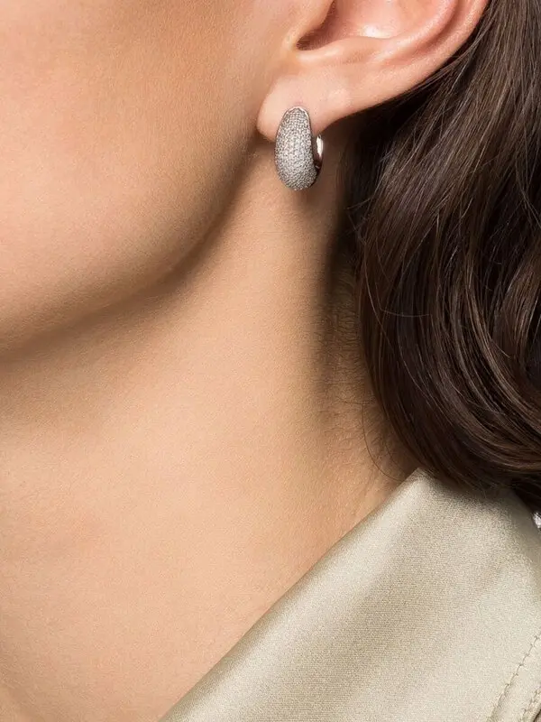 Tom Wood Ice Hoop Pave Earrings - Silver