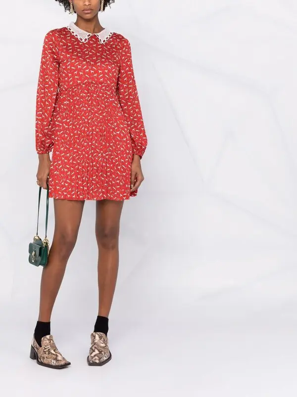 maje red pleated dress Maje Rochi Long Sleeve Red Pleated Maxi Dress  Sarah Christine