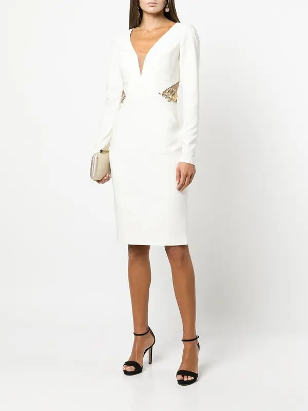 Marchesa Cut-out Fitted Dress - White
