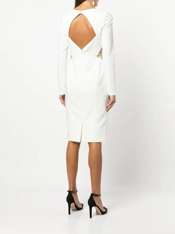 Marchesa Cut-out Fitted Dress With Metallic Detailing
