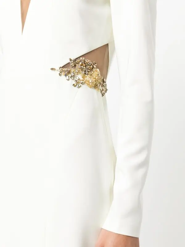 Marchesa Cut-out Fitted Dress With Metallic Detailing