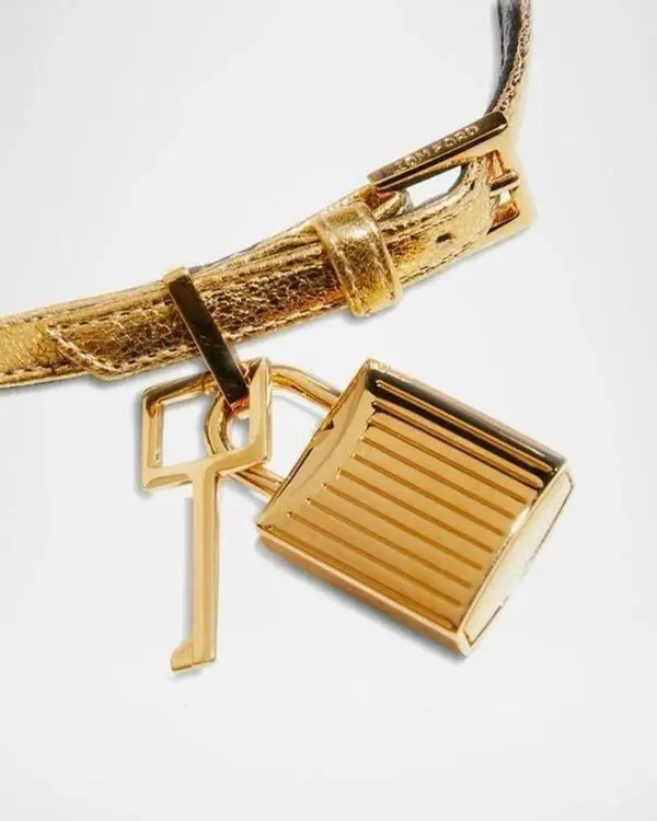 TOM FORD Lock Metallic Stiletto Sandals - Gold