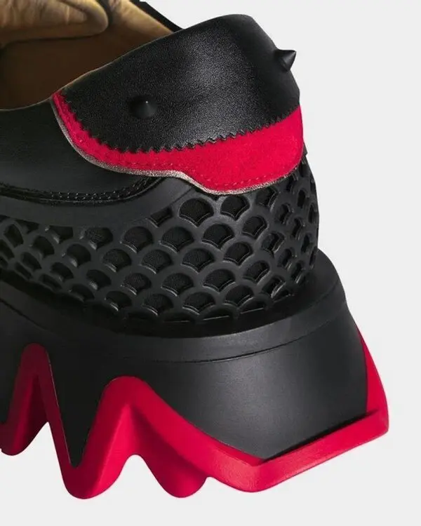 CHRISTIAN LOUBOUTIN Loubishark Flat Leather Sneakers - Black/loub