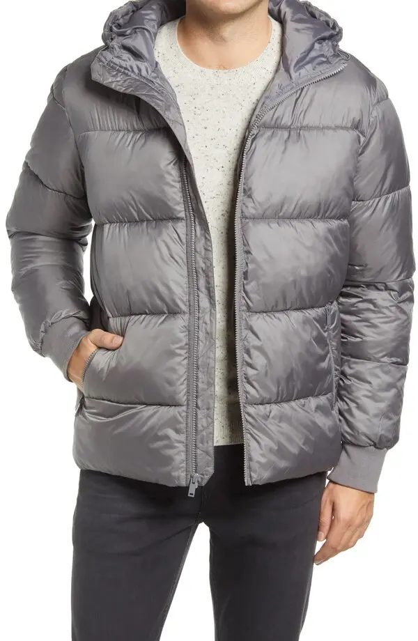 Nordstrom Hooded Puffer Jacket - Grey Pearl