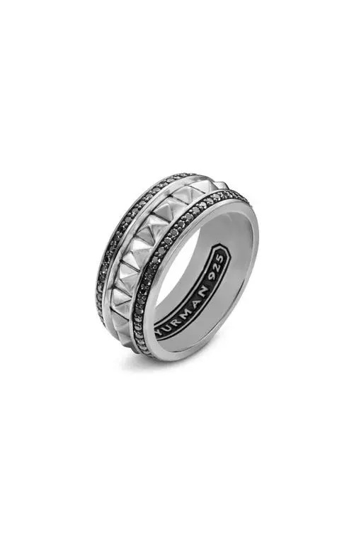 David Yurman Pyramid Band Ring With Black Diamonds