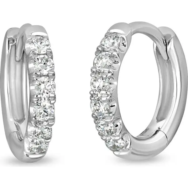 Bony Levy Audrey Diamond Huggie Hoop Earrings - White