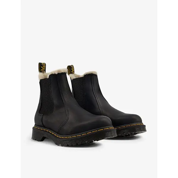 Dr. Martens 2976 Leonore Faux Fur-lined Leather Chelsea Boots