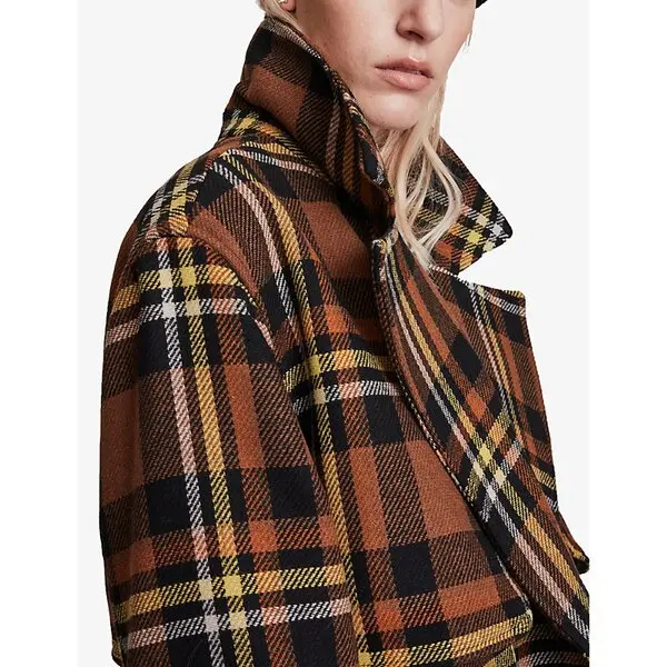 ALLSAINTS Bree Check-print Wool-blend Trench Coat