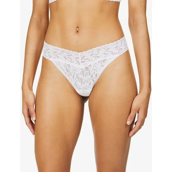 Hanky Panky Original-rise Stretch-lace Thong Pack Of Three - White