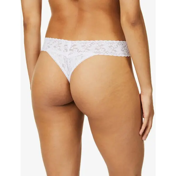 Hanky Panky Original-rise Stretch-lace Thong Pack Of Three - White