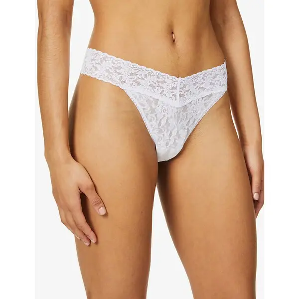 Hanky Panky Original-rise Stretch-lace Thong Pack Of Three - White