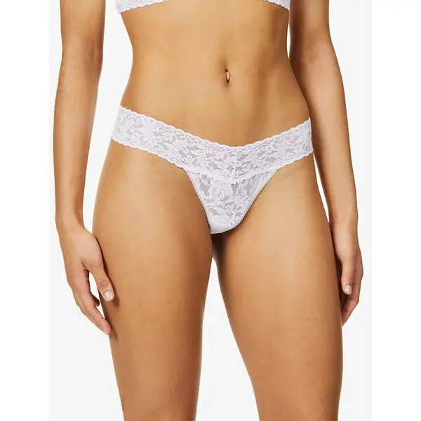Hanky Panky Signature Low-rise Stretch-lace Thong Pack Of Three - White