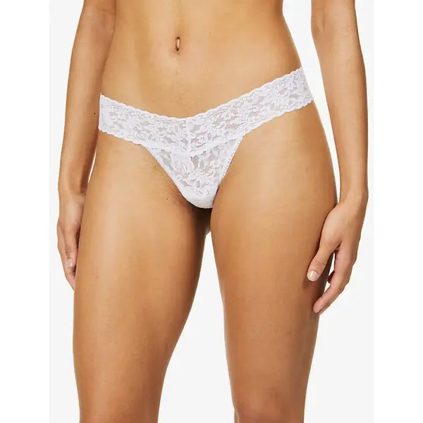 Hanky Panky Signature Low-rise Stretch-lace Thong Pack Of Three - White