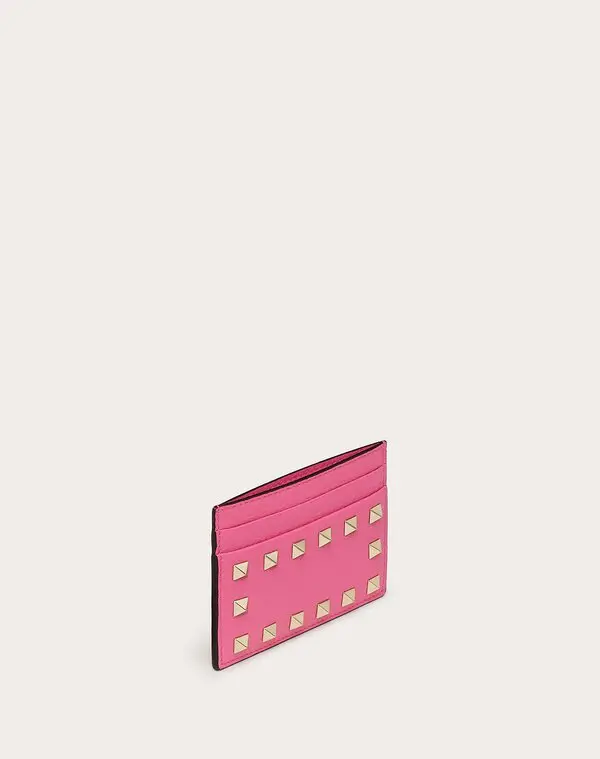 Valentino Garavani Rockstud Grainy Calfskin Cardholder - Pink