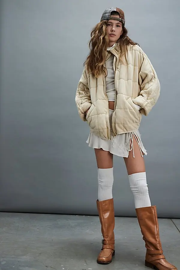 Free People Dolman Quilted Knit Jacket - White