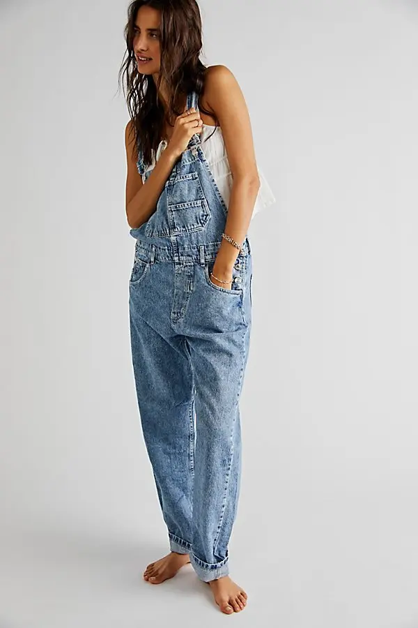 Free People We The Free Ziggy Denim Overalls - Powder Blue