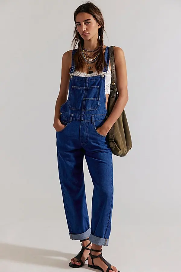 Free People We The Free Ziggy Denim Overalls - Sapphire Blue