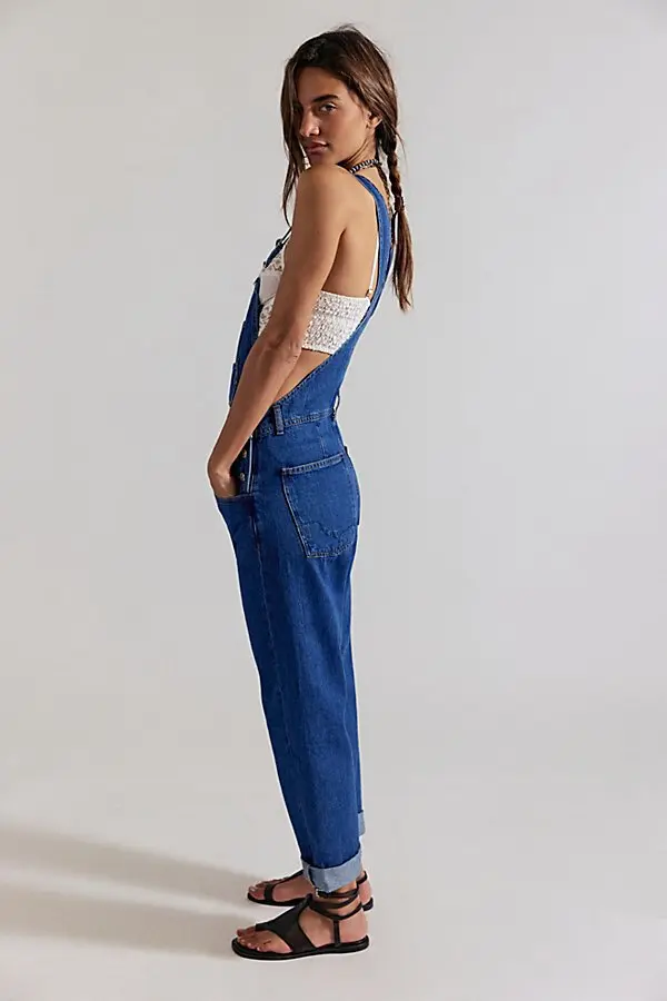 Free People We The Free Ziggy Denim Overalls - Sapphire Blue