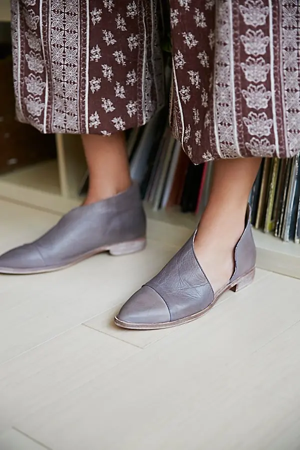 Free People Royale Leather Flats - Grey