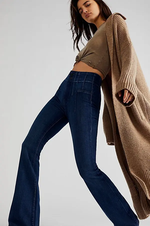 Free People We The Free Jayde Flare Jeans - Night Sky