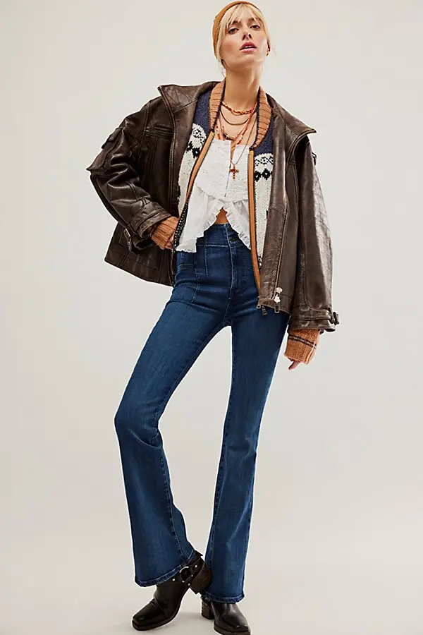 Free People We The Free Jayde Flare Jeans - Night Sky